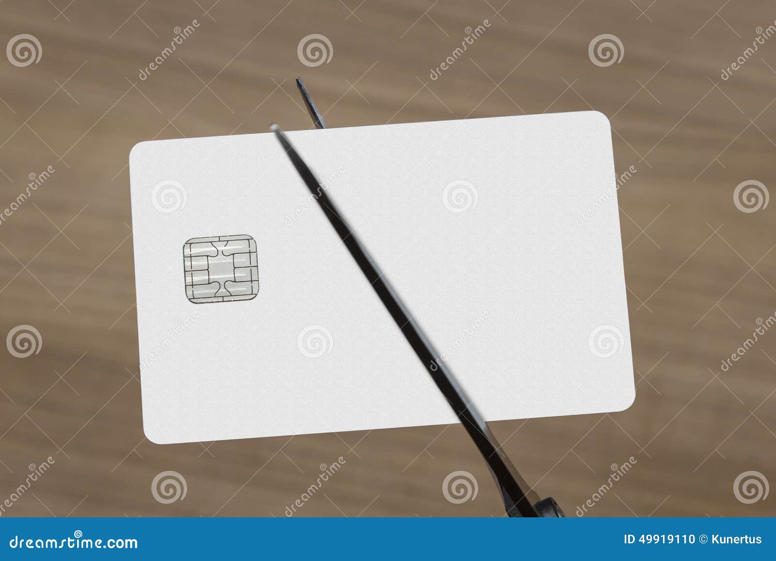 Scissors Cutting a Credit or Debit Card Stock Photo - Image of payment ...
