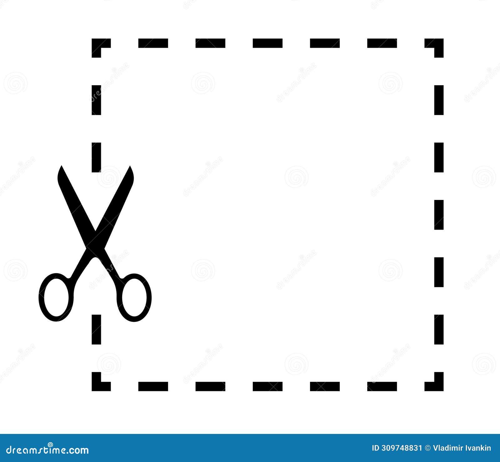 Scissors Cutting through Dashed Line Stock Vector - Illustration of ...