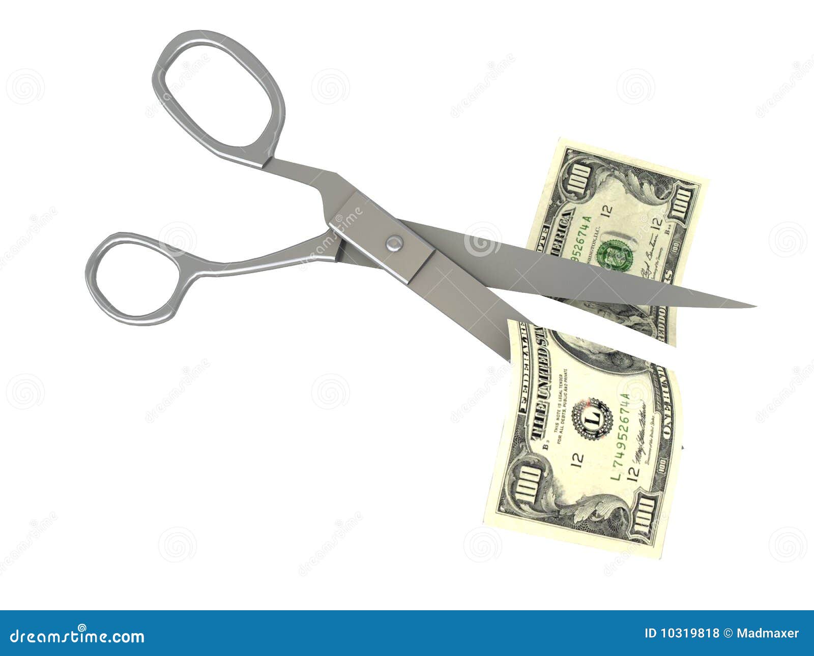 Scissors Cutting Dollar Note Stock Illustration - Illustration of bill ...