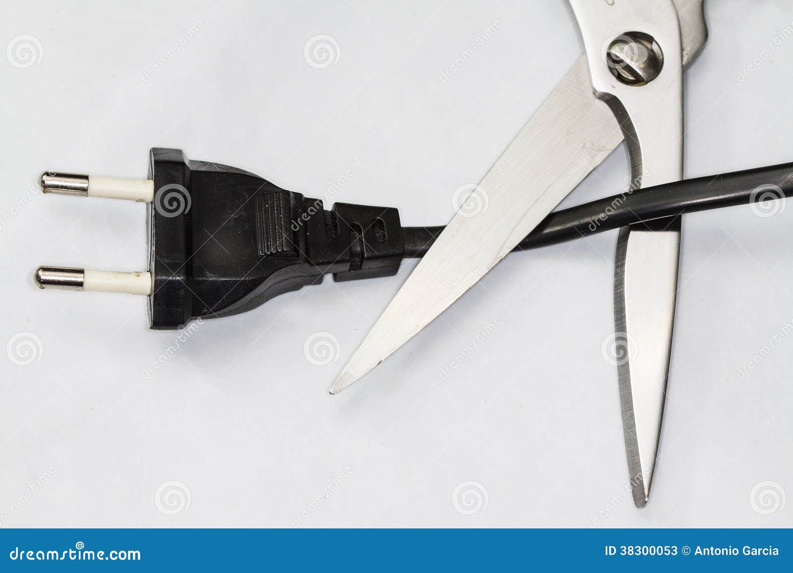 Scissors Cutting Electric Plug Stock Image - Image of electricity ...