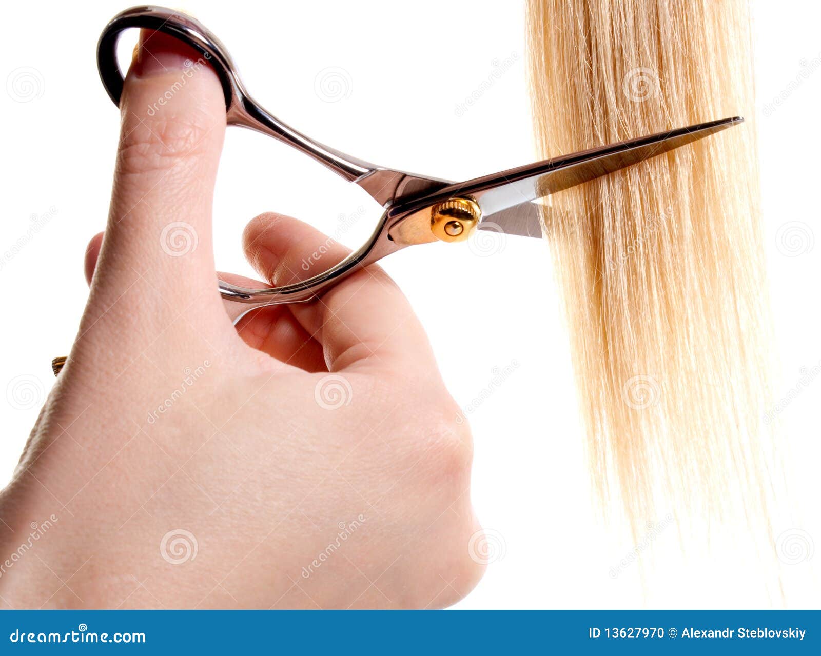 Scissors Cutting Lock of Hair Stock Photo - Image of professional, hair ...