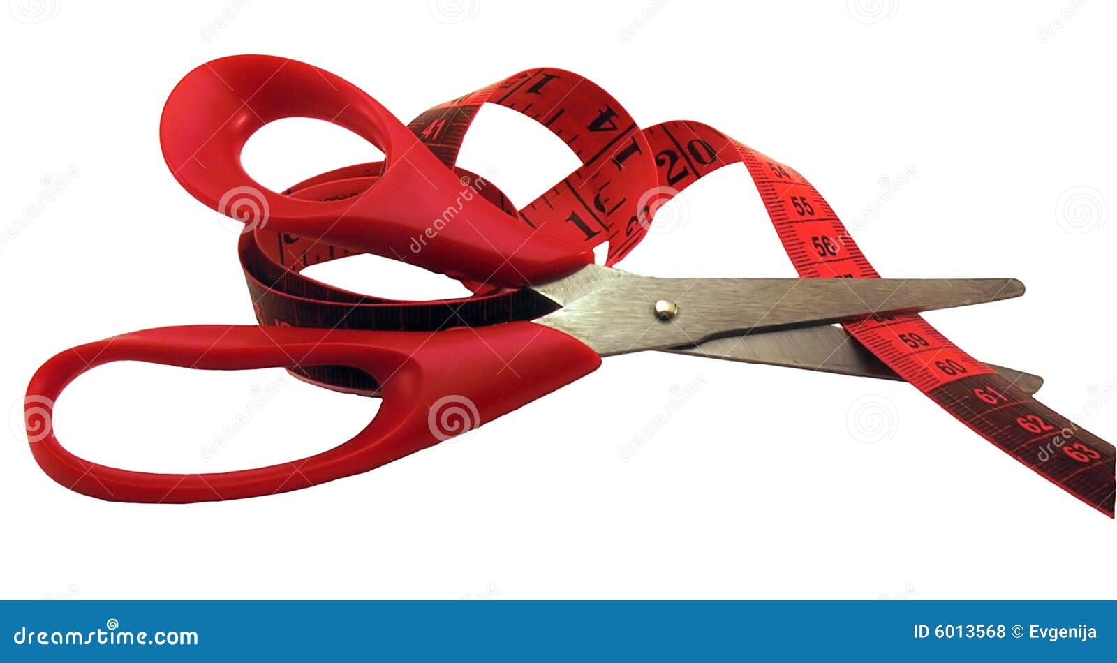 The Scissors Cutting a Measuring Tape. Stock Photo - Image of scissors ...