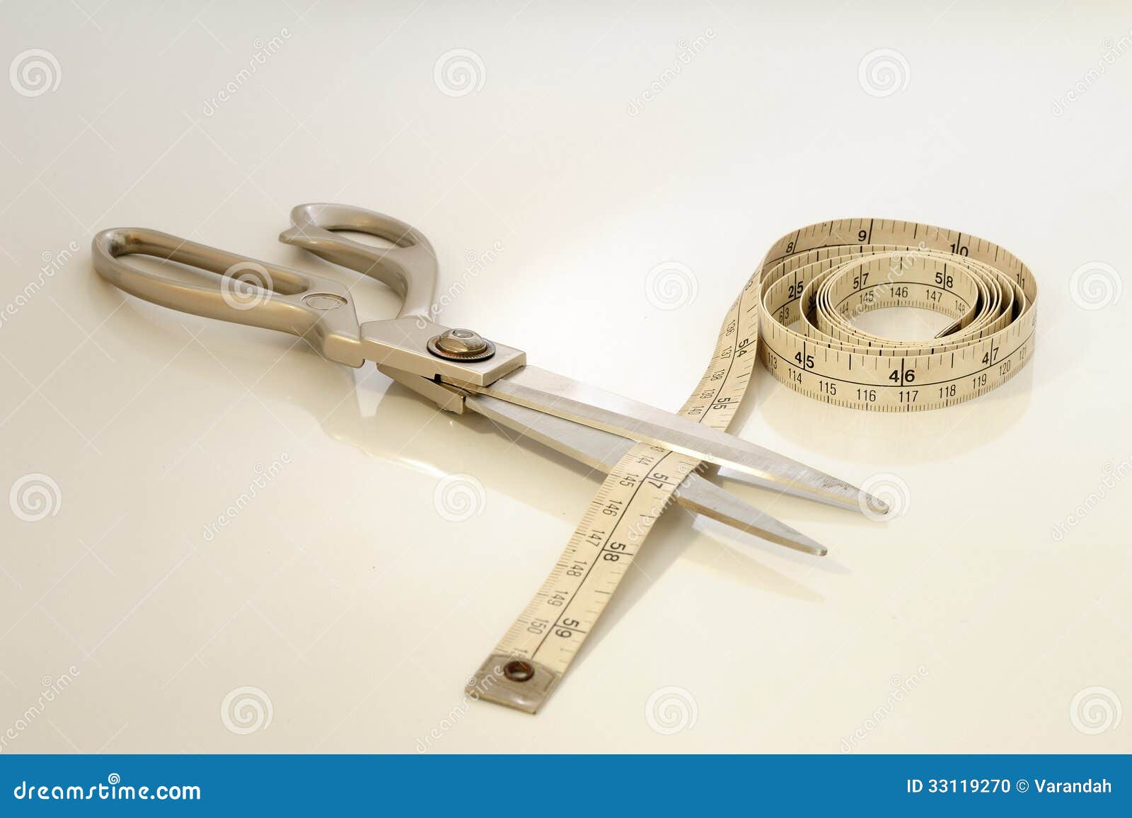 Scissors Cutting a Measuring Tape Stock Photo - Image of overweight ...