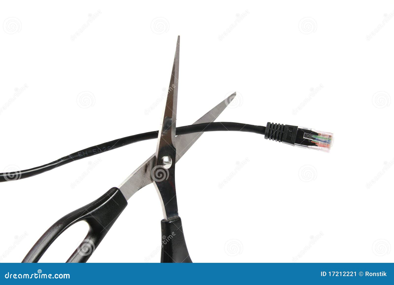 Scissors Cutting a Network Cable Stock Image - Image of electronic ...