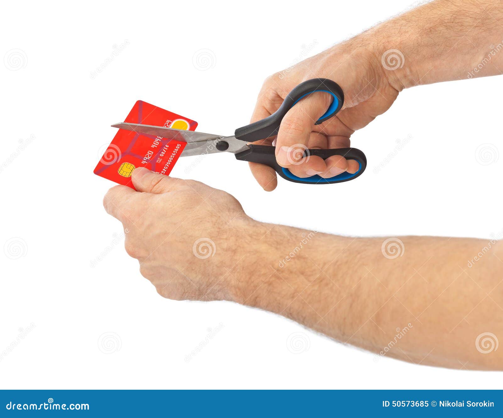 Scissors Cutting Old Credit Card Stock Image - Image of broken, economy ...