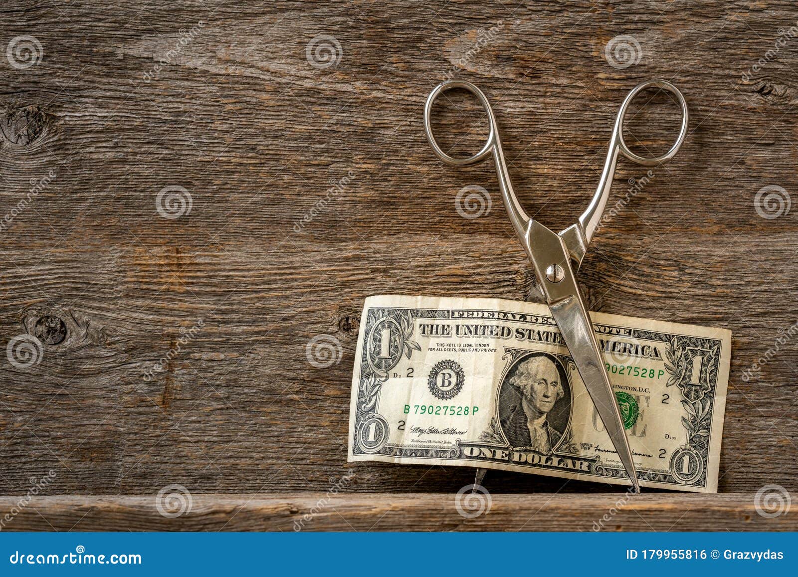 Scissors Cutting One Dollar Bill Stock Photo - Image of savings ...