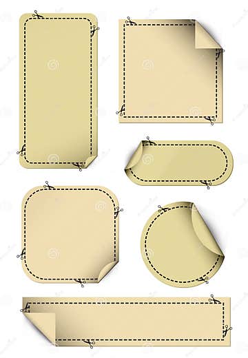 Scissors Cutting Out Coupons. Vector Set Stock Vector - Illustration of ...