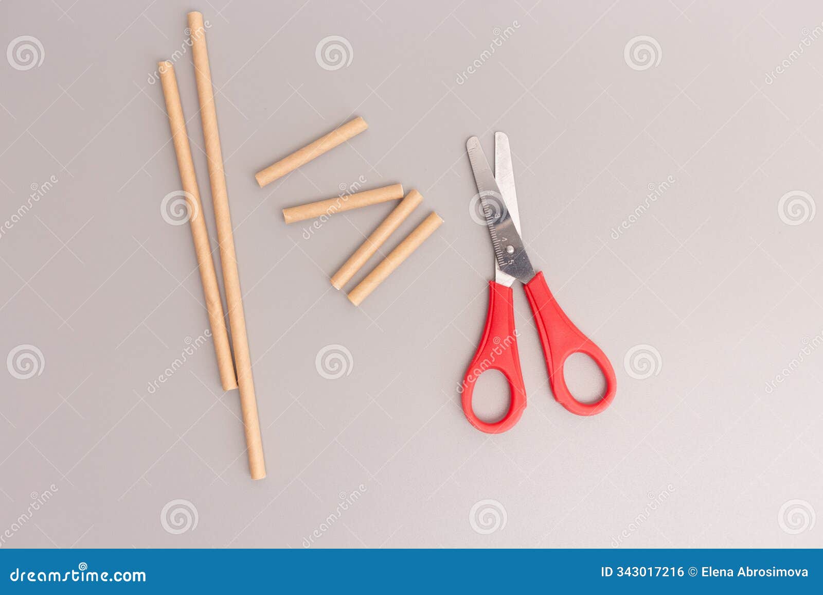 Scissors Cutting Paper Straw Step in DIY Project Quick Assembly ...