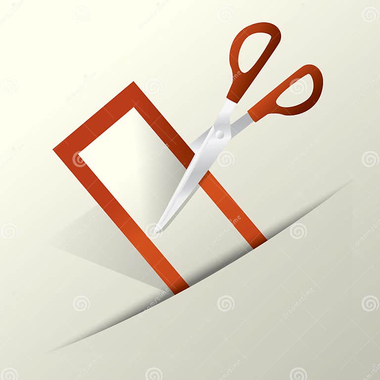 Scissors Cutting Paper. Vector Illustration Decorative Design Stock ...