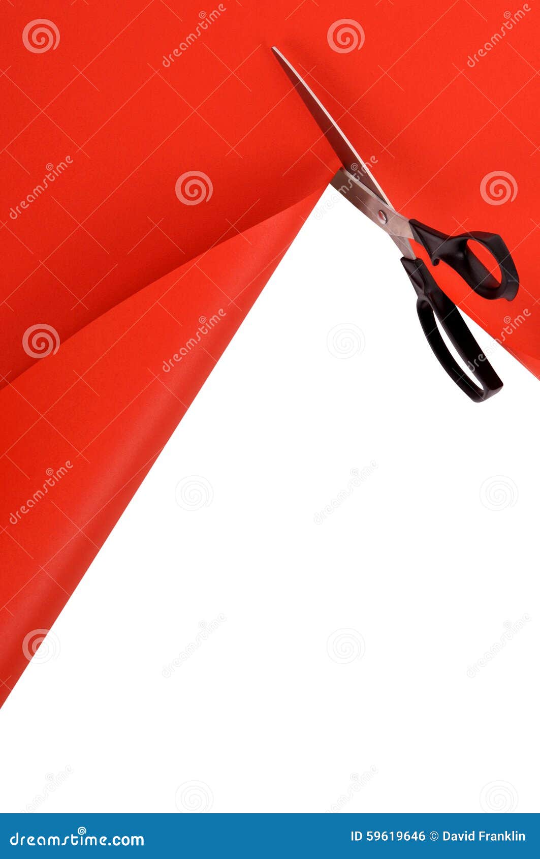Scissors Cutting Red Paper Background, White Copy Space, Vertical Stock ...