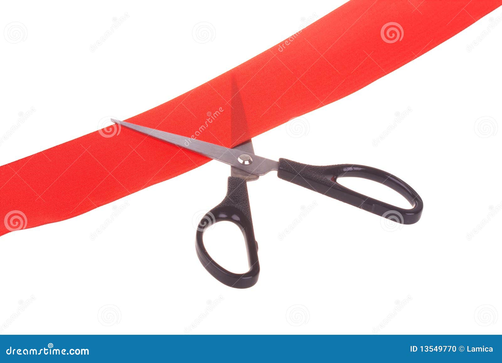 Scissors Cutting Red Ribbon Stock Photo - Image of idea, white: 13549770