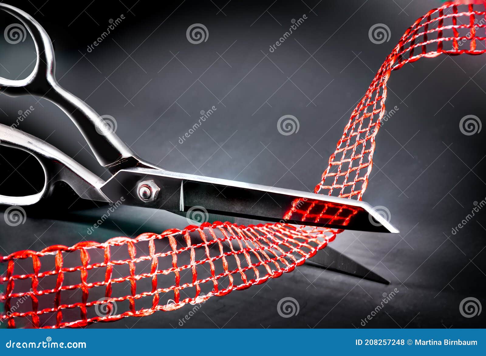 Scissors Cutting a Red Ribbon Stock Photo - Image of scissors ...