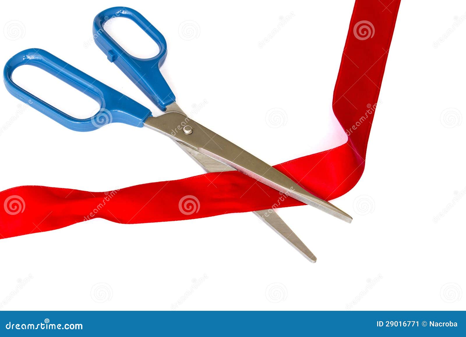 Scissors Cutting a Red Ribbon Stock Image - Image of tool, ritual: 29016771