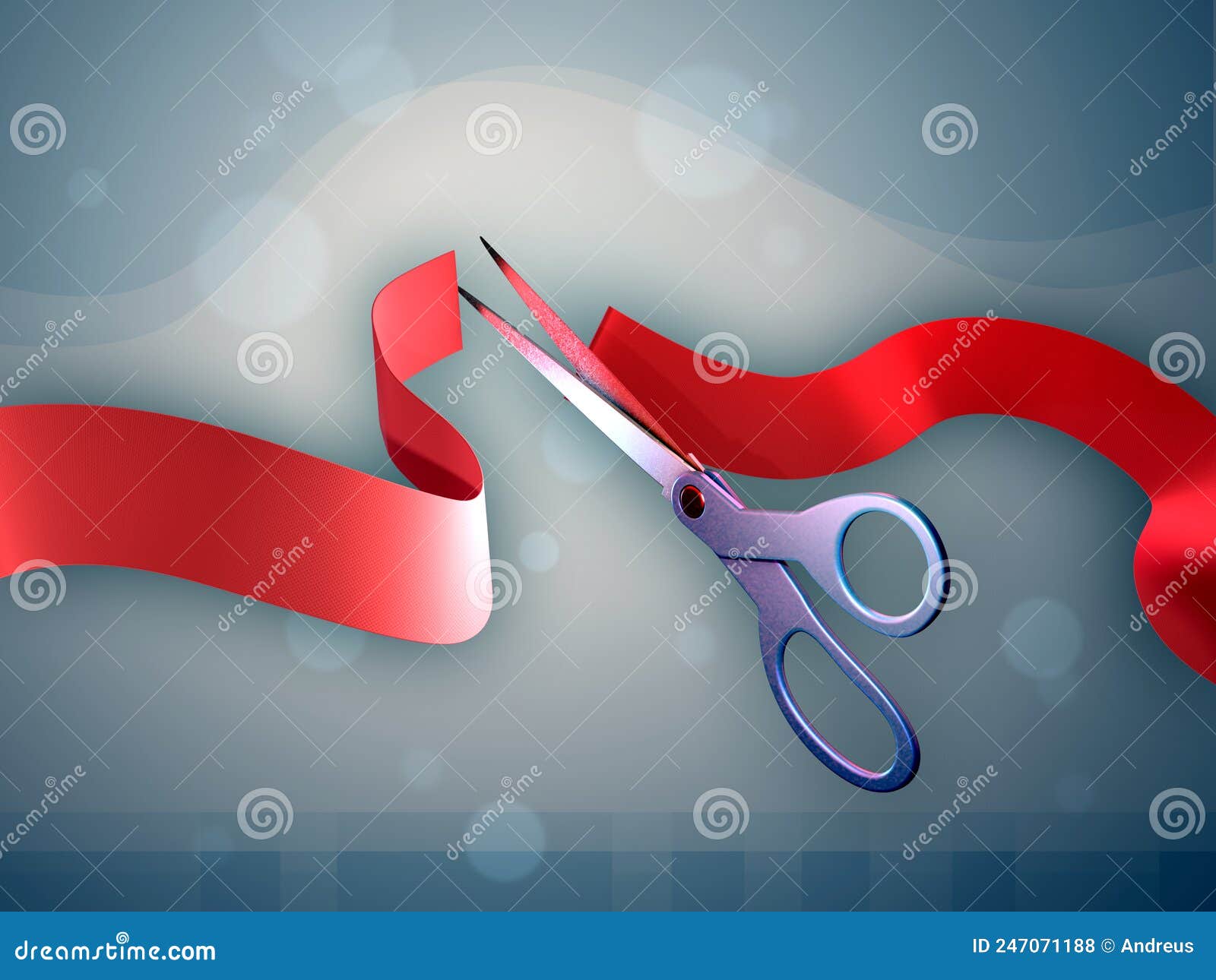 Scissors Cutting a Red Ribbon Stock Illustration - Illustration of ...