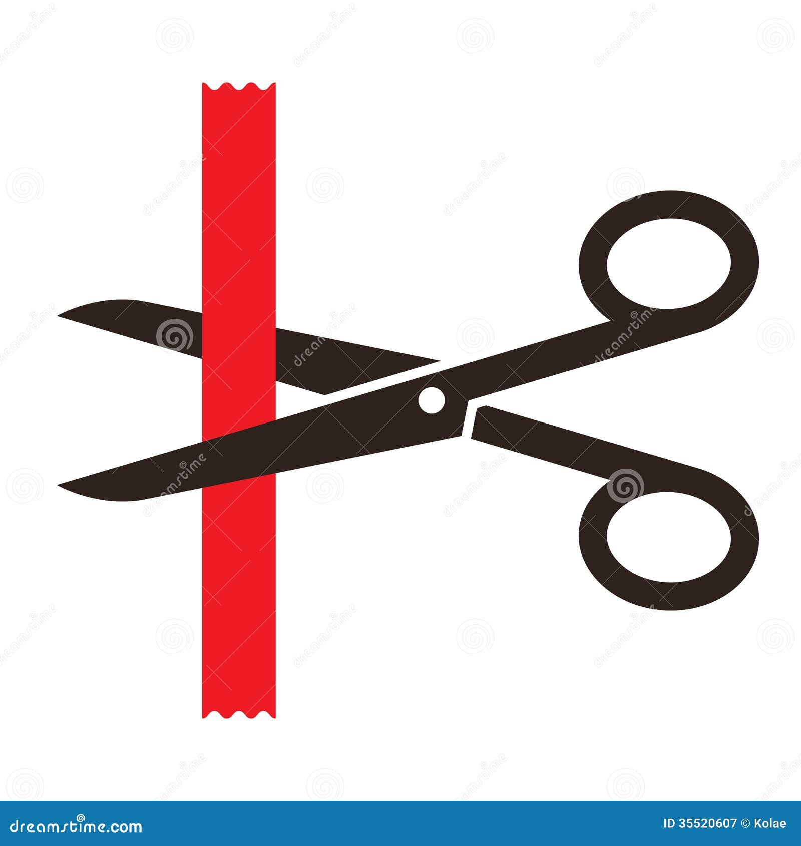 Scissors Cutting a Red Ribbon Stock Vector - Illustration of open ...