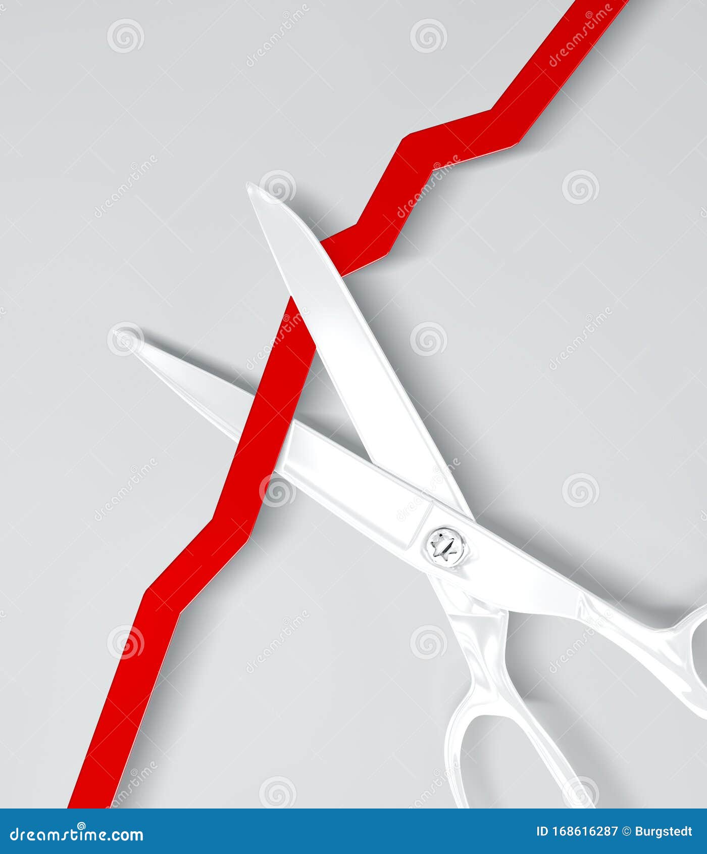 Scissors Cutting a Rising Line Graph Stock Illustration - Illustration ...