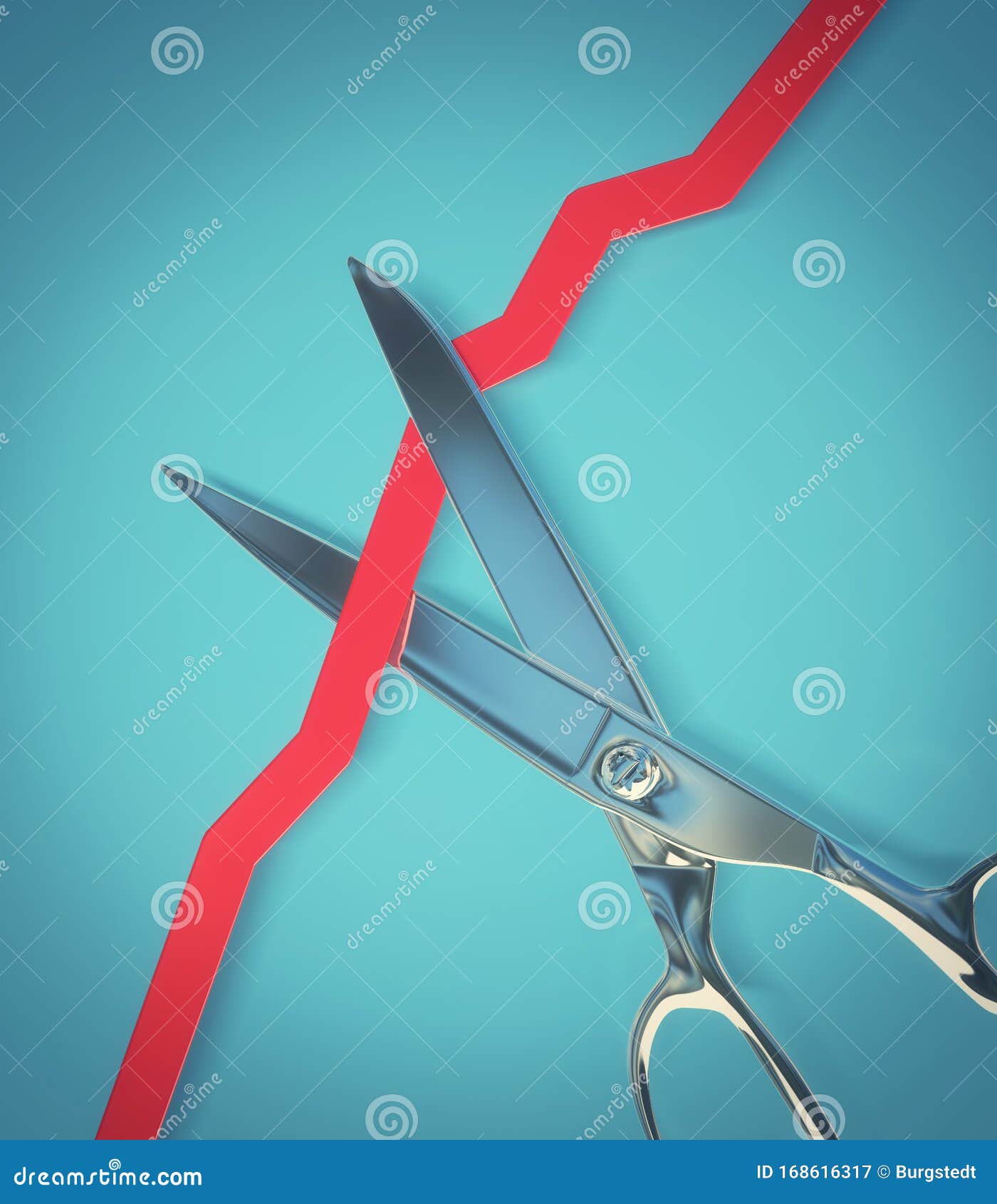 Scissors Cutting a Rising Line Graph Stock Illustration - Illustration ...