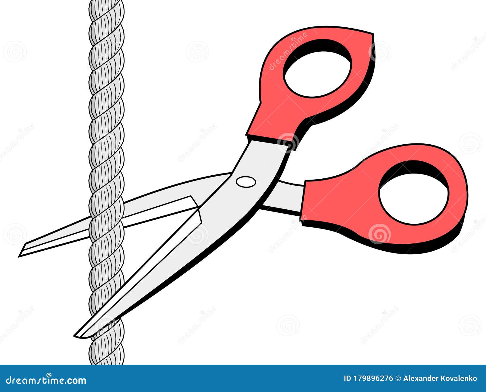Scissors cutting rope stock illustration. Illustration of scissors ...