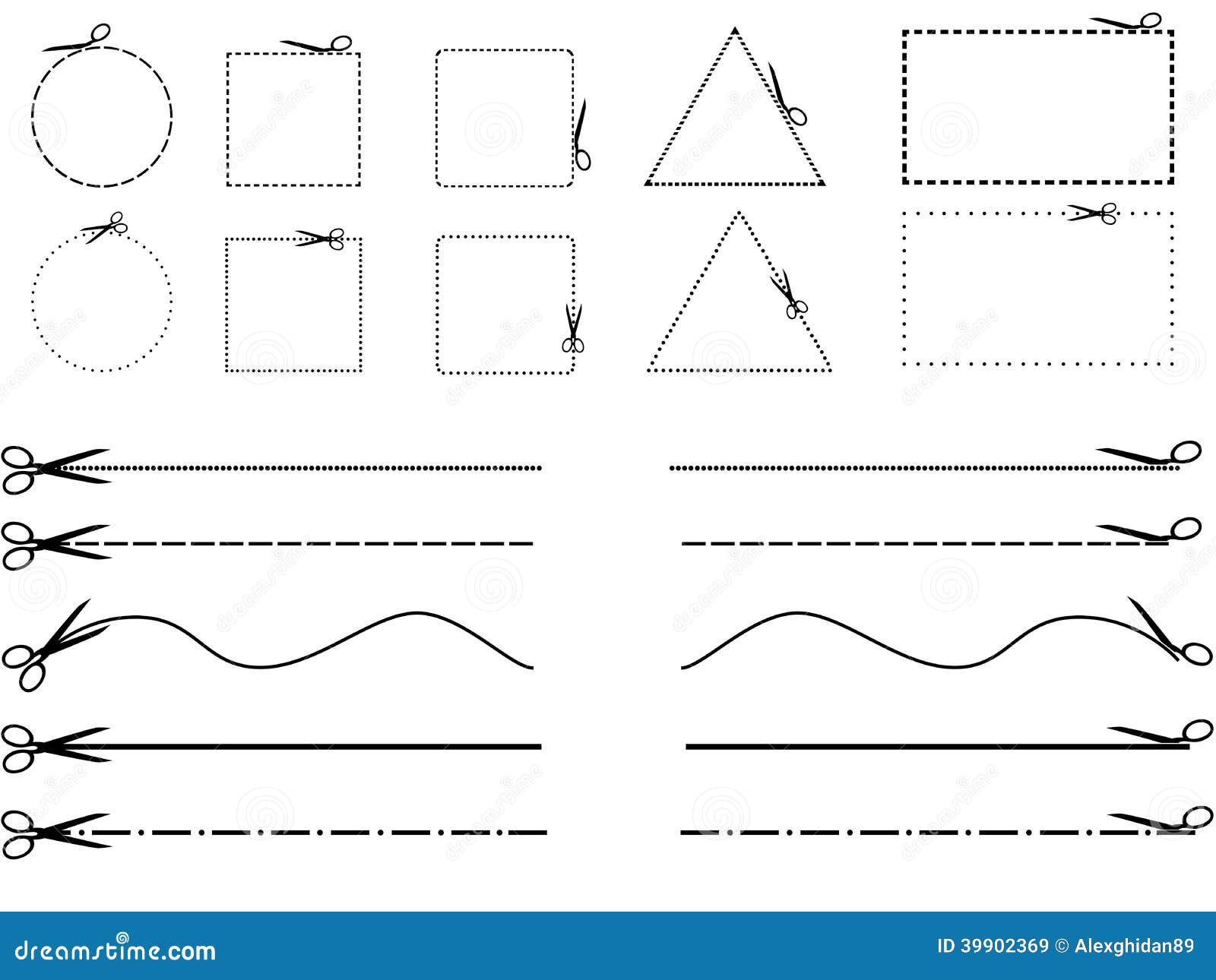 Scissors Cutting Shapes and Lines Stock Vector - Illustration of ...
