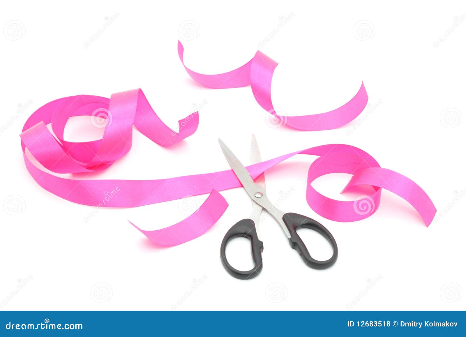 Scissors cutting a tape. stock photo. Image of band, line - 12683518