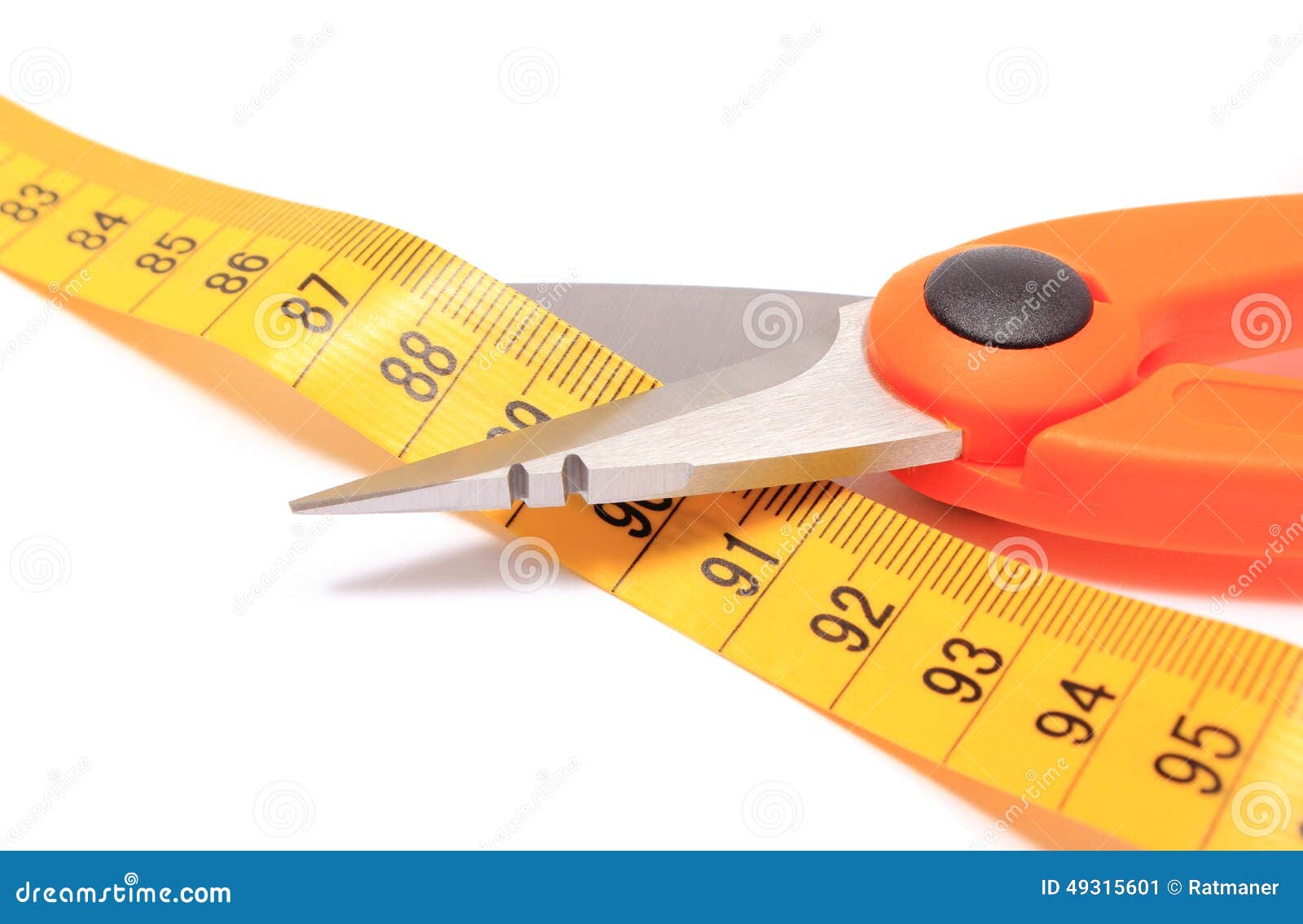 Scissors Cutting Tape Measure on White Background Stock Image - Image ...