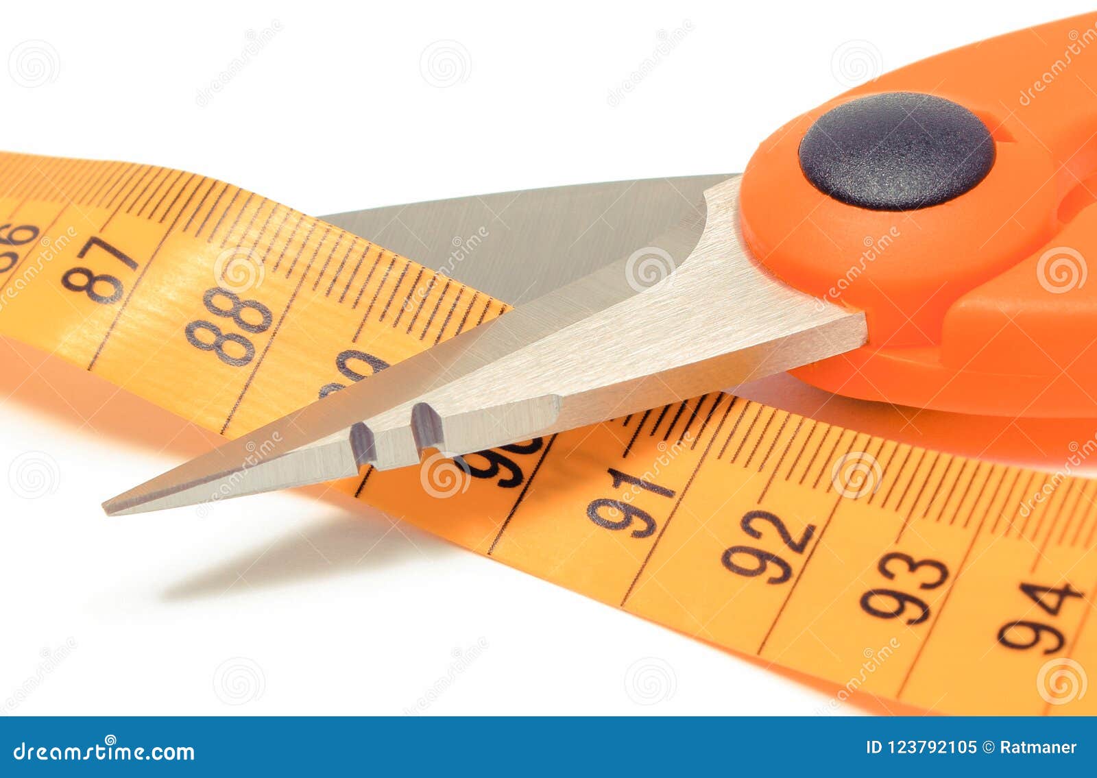 Scissors Cutting Tape Measure on White Background, Slimming Concept ...