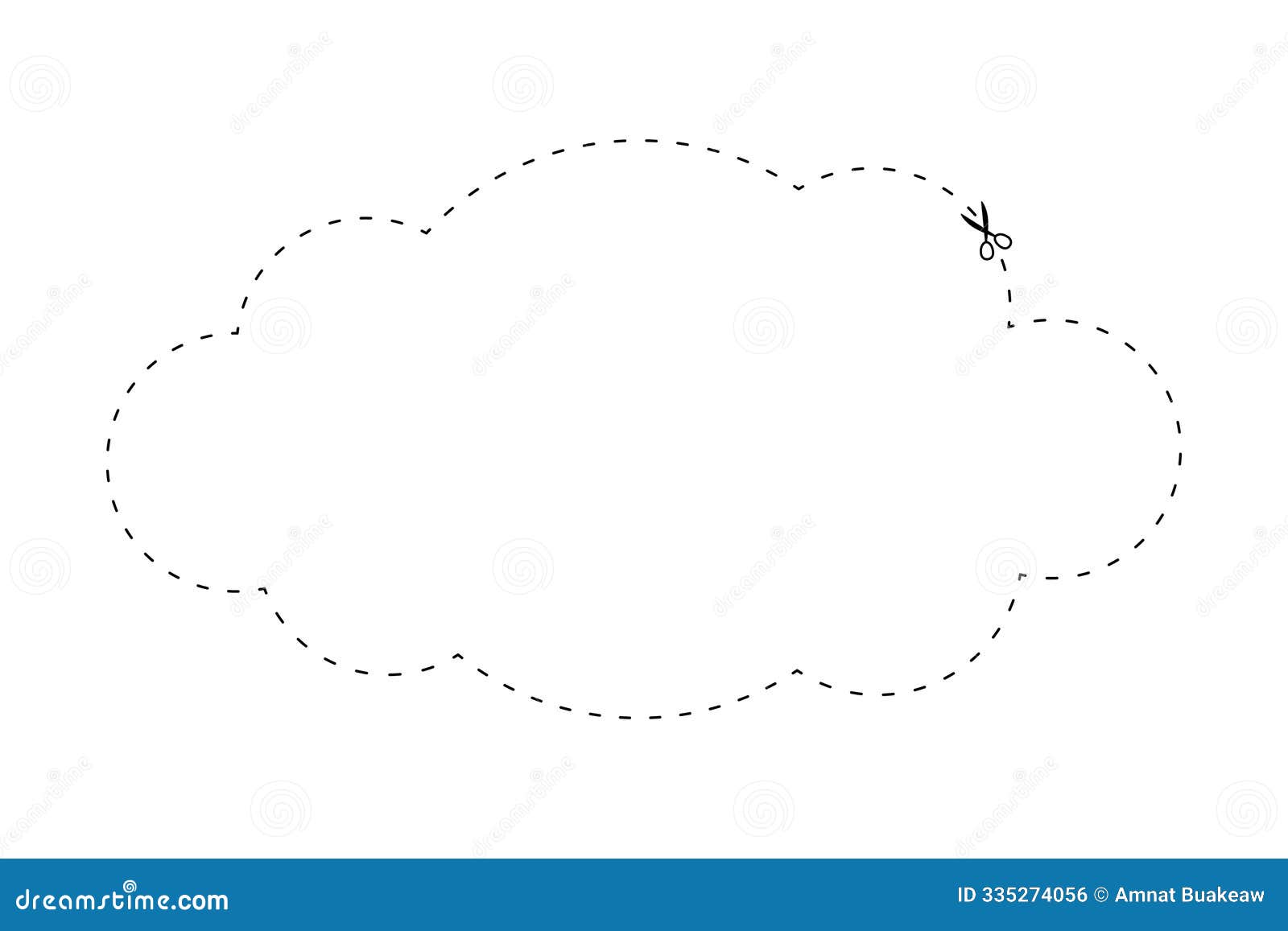 Scissors on Dashed Line Cloud Shape, Dash Line and Scissors, Dash Outline and Scissors Stock ...