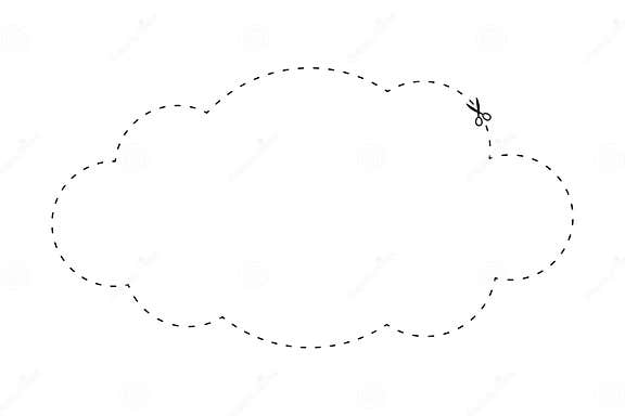Scissors on Dashed Line Cloud Shape, Dash Line and Scissors, Dash ...