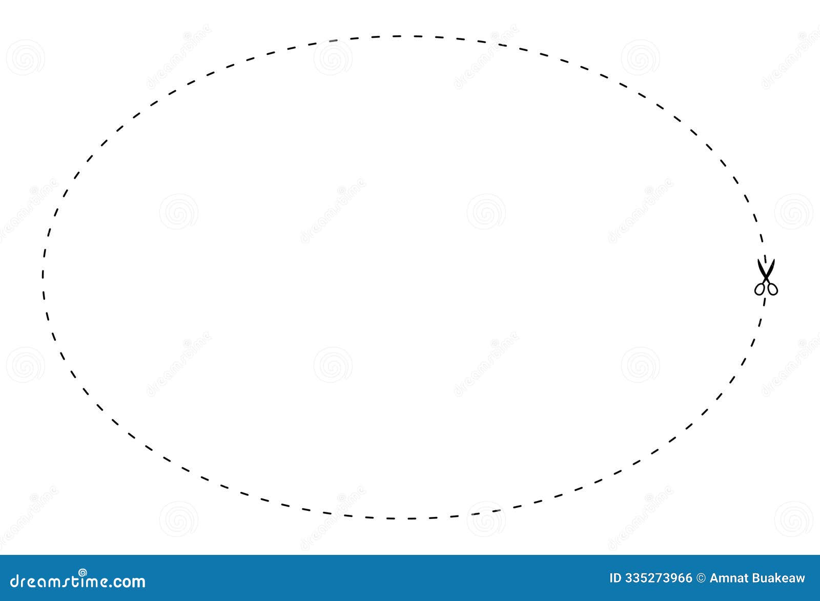 Scissors on Dashed Line Oval Shape, Dash Line and Scissors, Dash ...