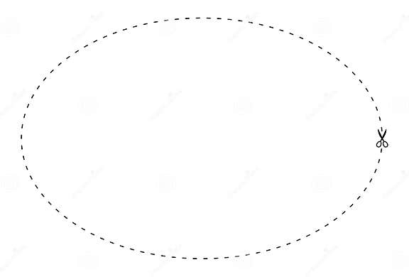 Scissors on Dashed Line Oval Shape, Dash Line and Scissors, Dash ...