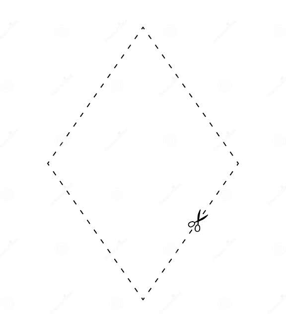 Scissors on Dashed Line Rhombus Shape, Dash Line and Scissors, Dash Outline and Scissors Stock ...