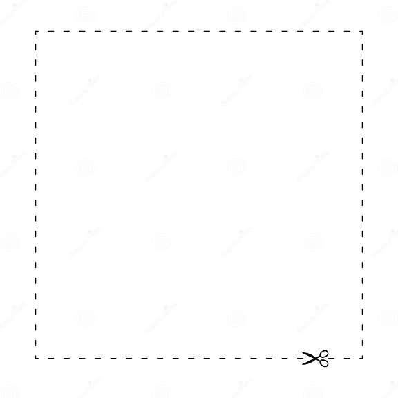 Scissors on Dashed Line Square Shape, Dash Line and Scissors, Dash Outline and Scissors Stock ...