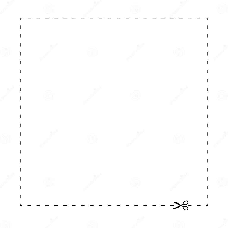 Scissors on Dashed Line Square Shape, Dash Line and Scissors, Dash Outline and Scissors Stock ...