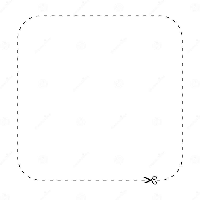 Scissors on Dashed Line Square Shape, Dash Line and Scissors, Dash Outline and Scissors Stock ...