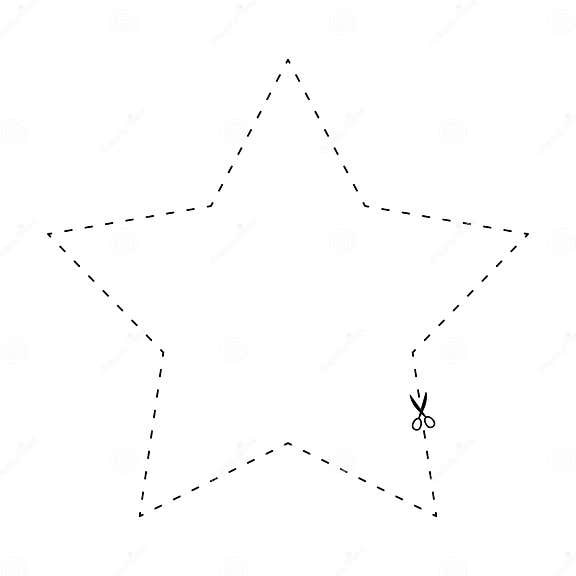 Scissors on Dashed Line Star Shape, Dash Line and Scissors, Dash ...