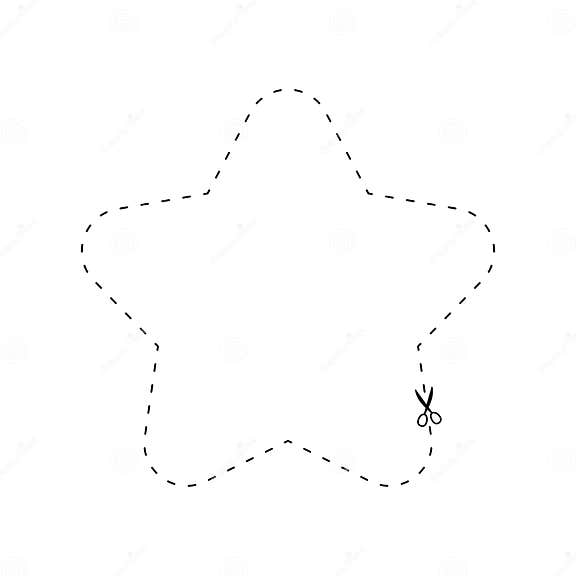 Scissors on Dashed Line Star Shape, Dash Line and Scissors, Dash ...