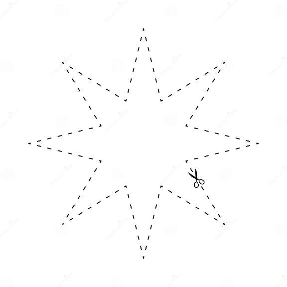 Scissors on Dashed Line Star Shape, Dash Line and Scissors, Dash ...