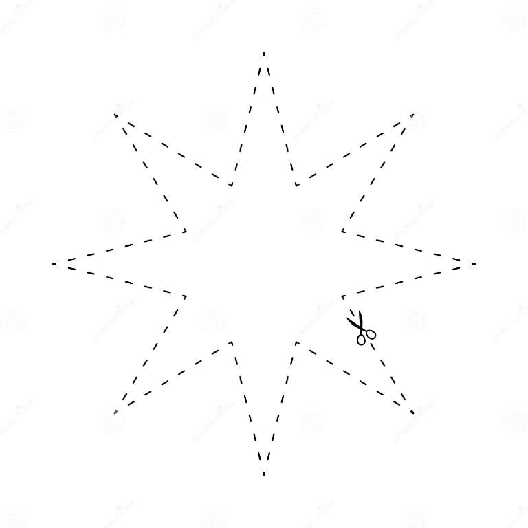 Scissors on Dashed Line Star Shape, Dash Line and Scissors, Dash ...