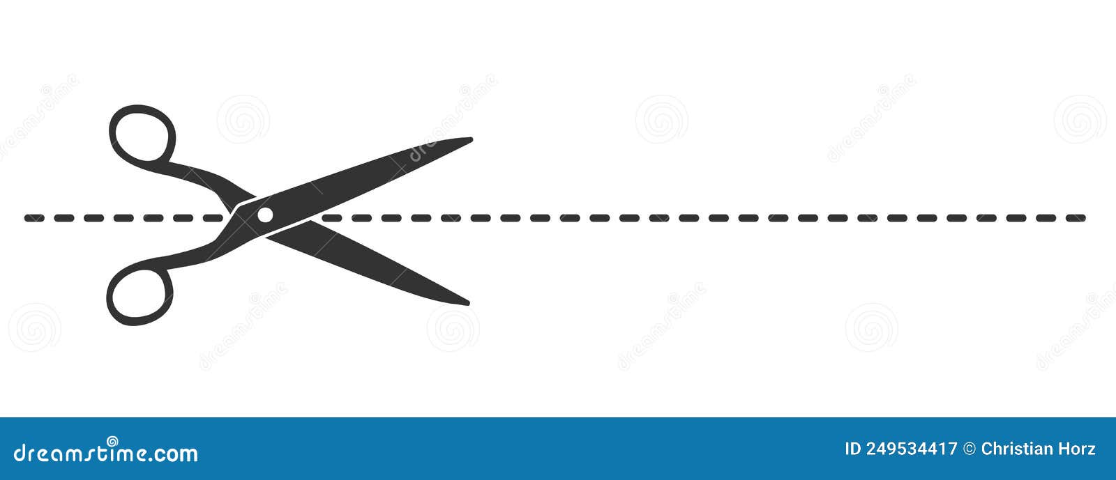 Scissors And Dashed Perforation Line Symbol Cartoon Vector ...