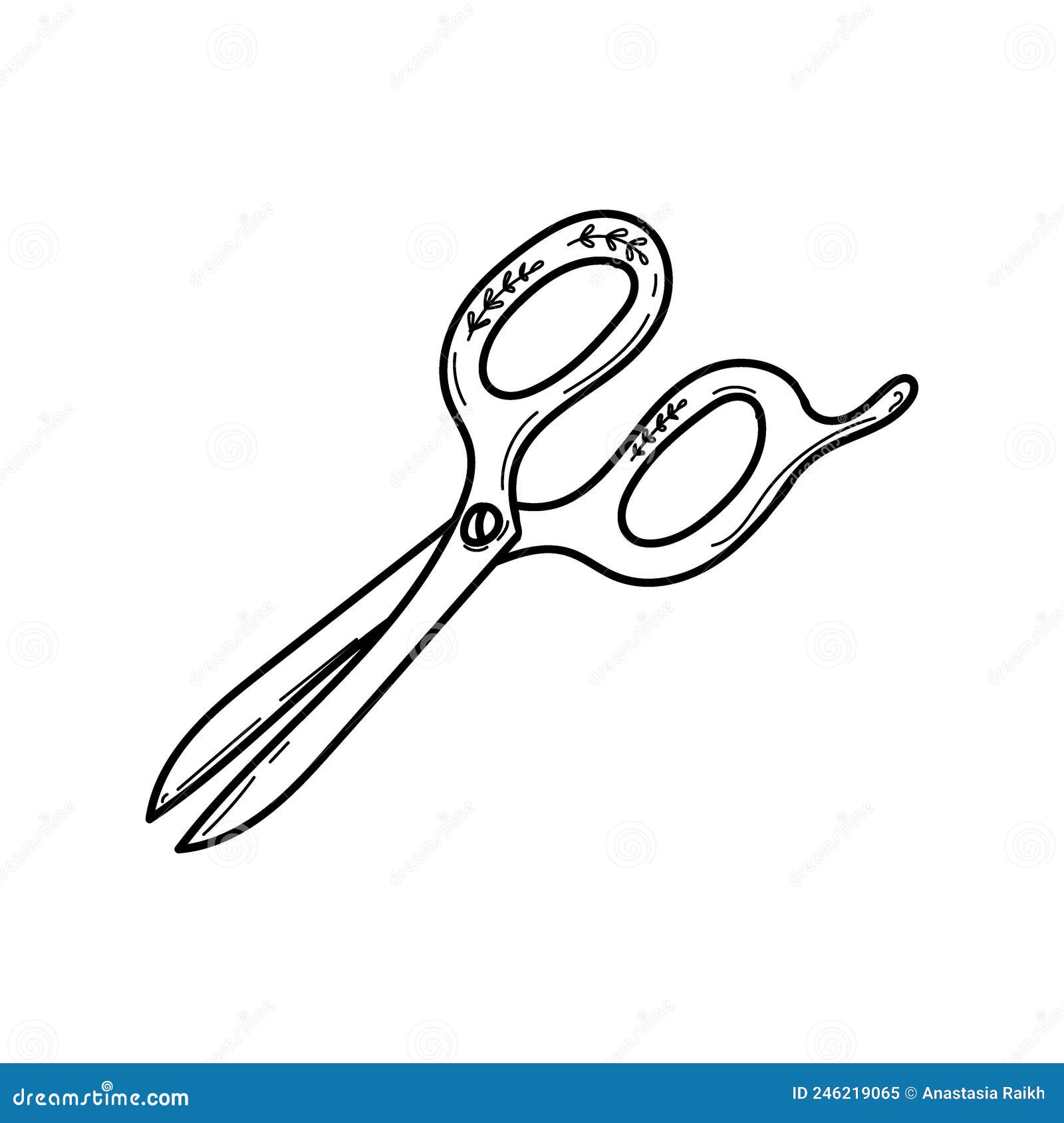 Scissors with Decorative Patterns, Hand-drawn in Sketch Style. Cut ...