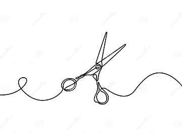Scissors. Desing Element for Barbershop. Continuous Line Drawing ...