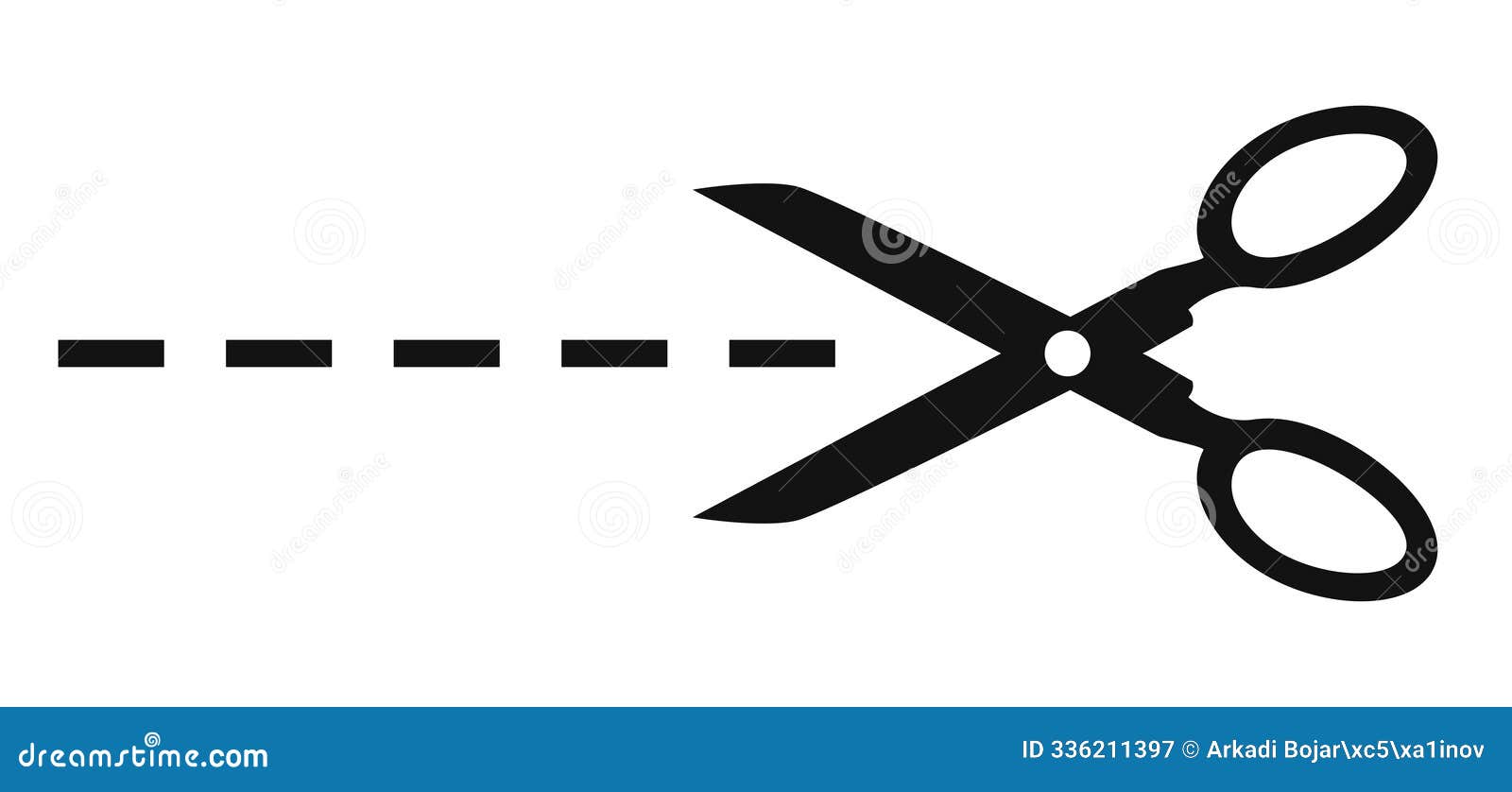 Scissors and Dotted Line, Cut Here Icon Stock Vector - Illustration of ...