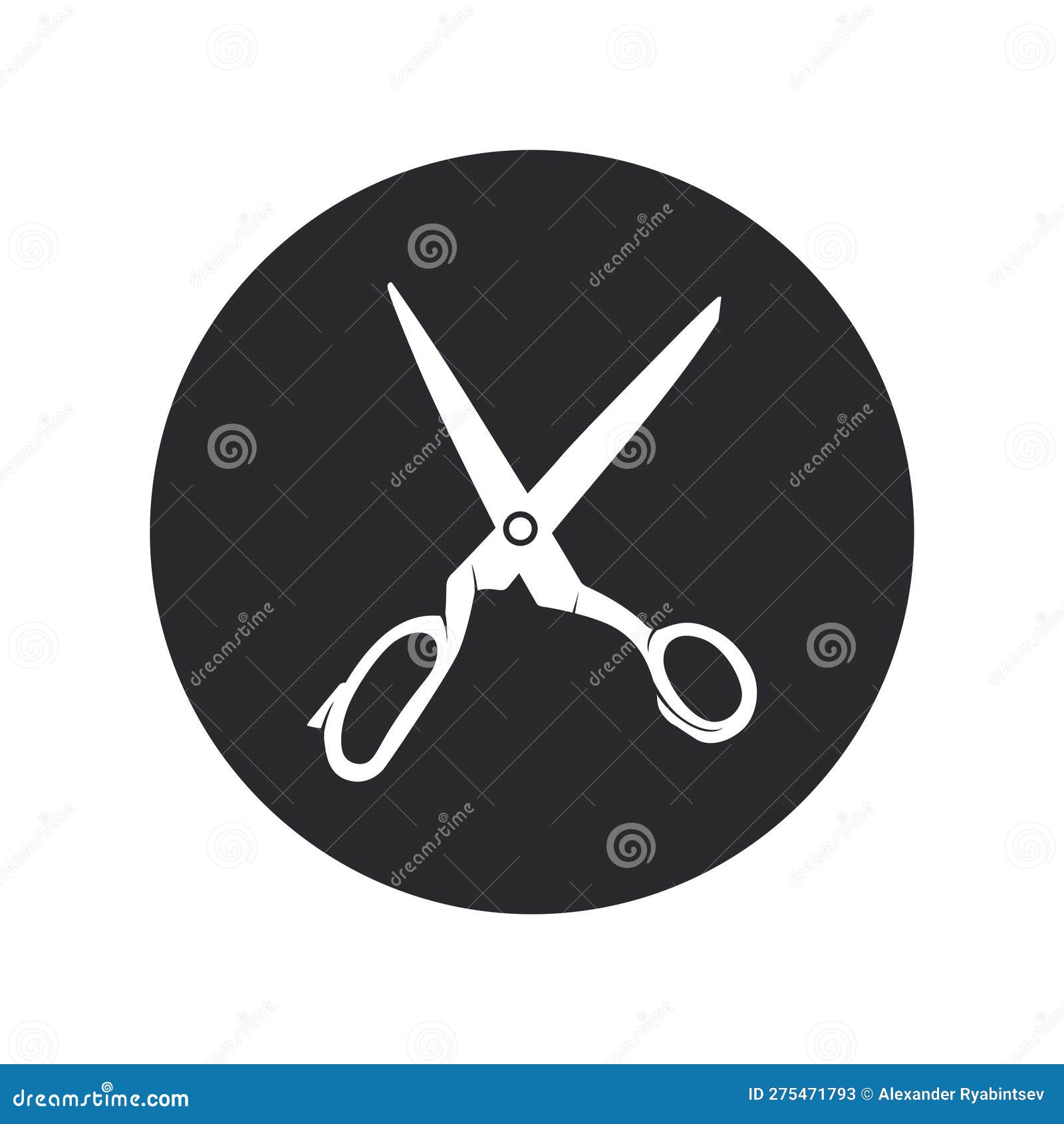 Tailor Scissors. White Icon on Dark Circle. Flat Style Vector ...