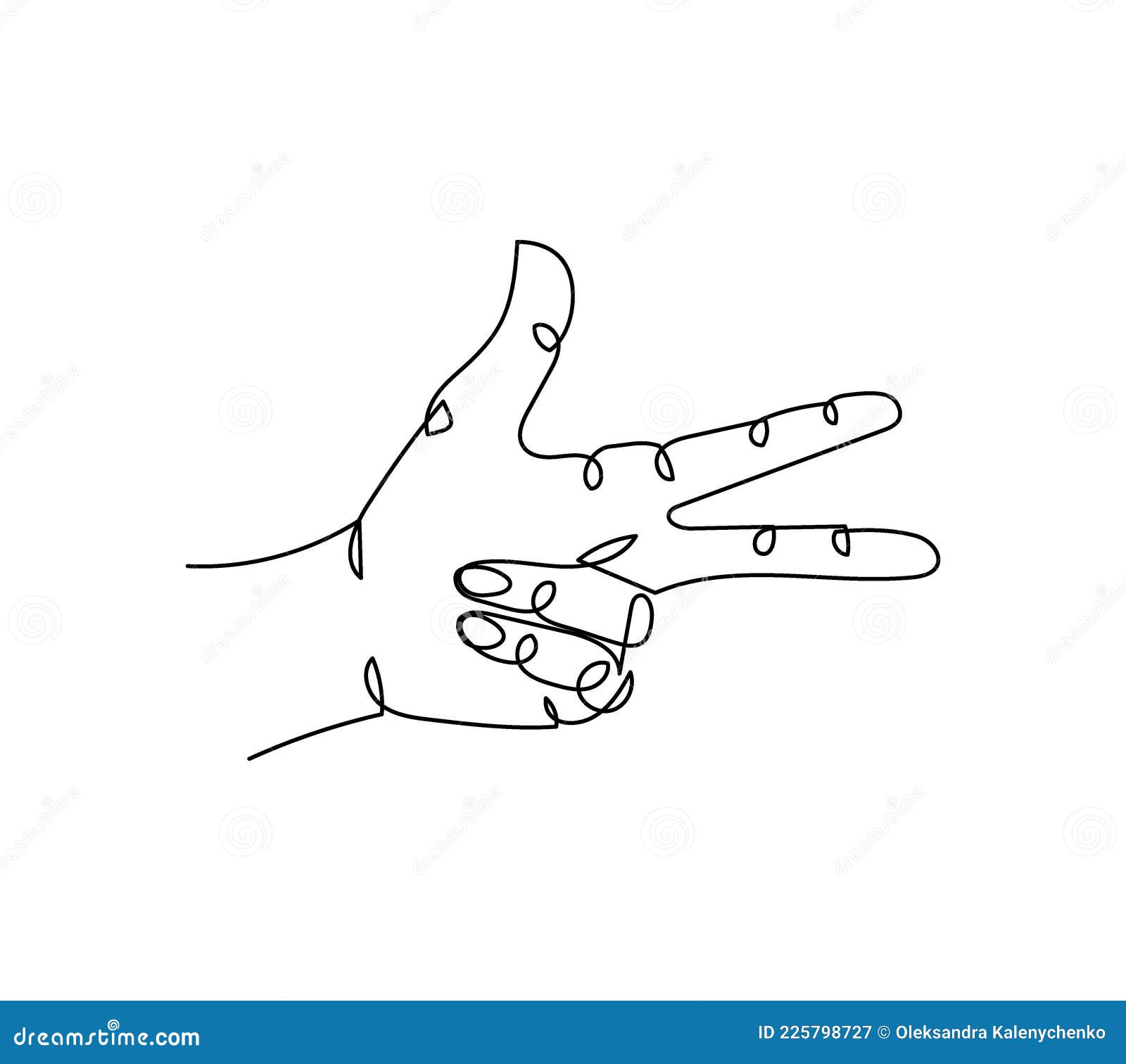 Scissors Gesture One Line Art. Continuous Line Drawing Of Gesture, Palm ...