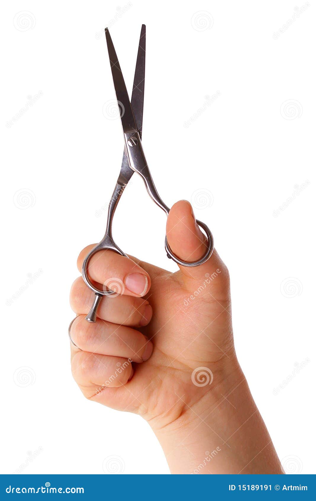 Scissors in the Hand Isolated on White Stock Image - Image of equipment ...