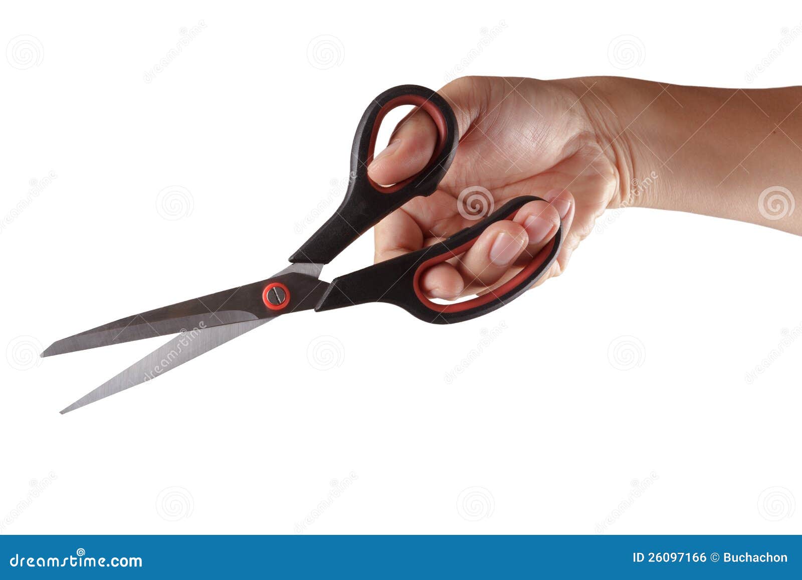 Scissors in Hand Isolated on White Stock Photo - Image of fashion ...