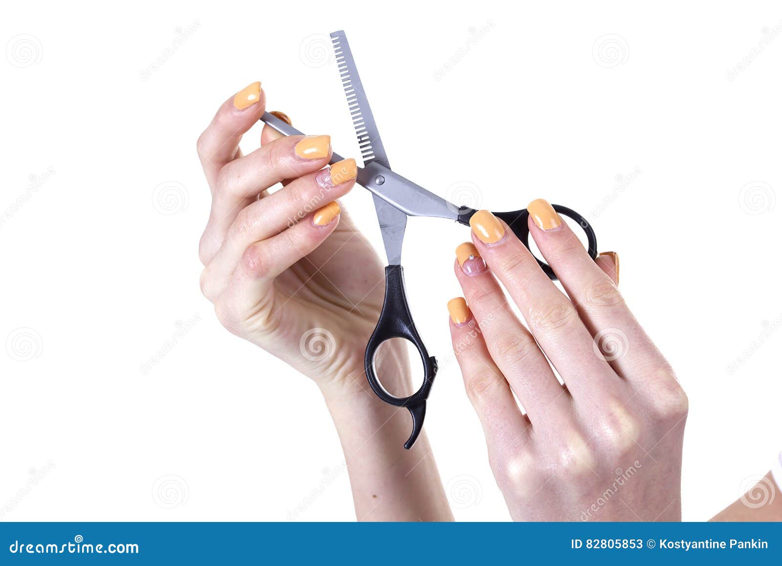 Scissors in hand isolated stock image. Image of hairstyle - 82805853