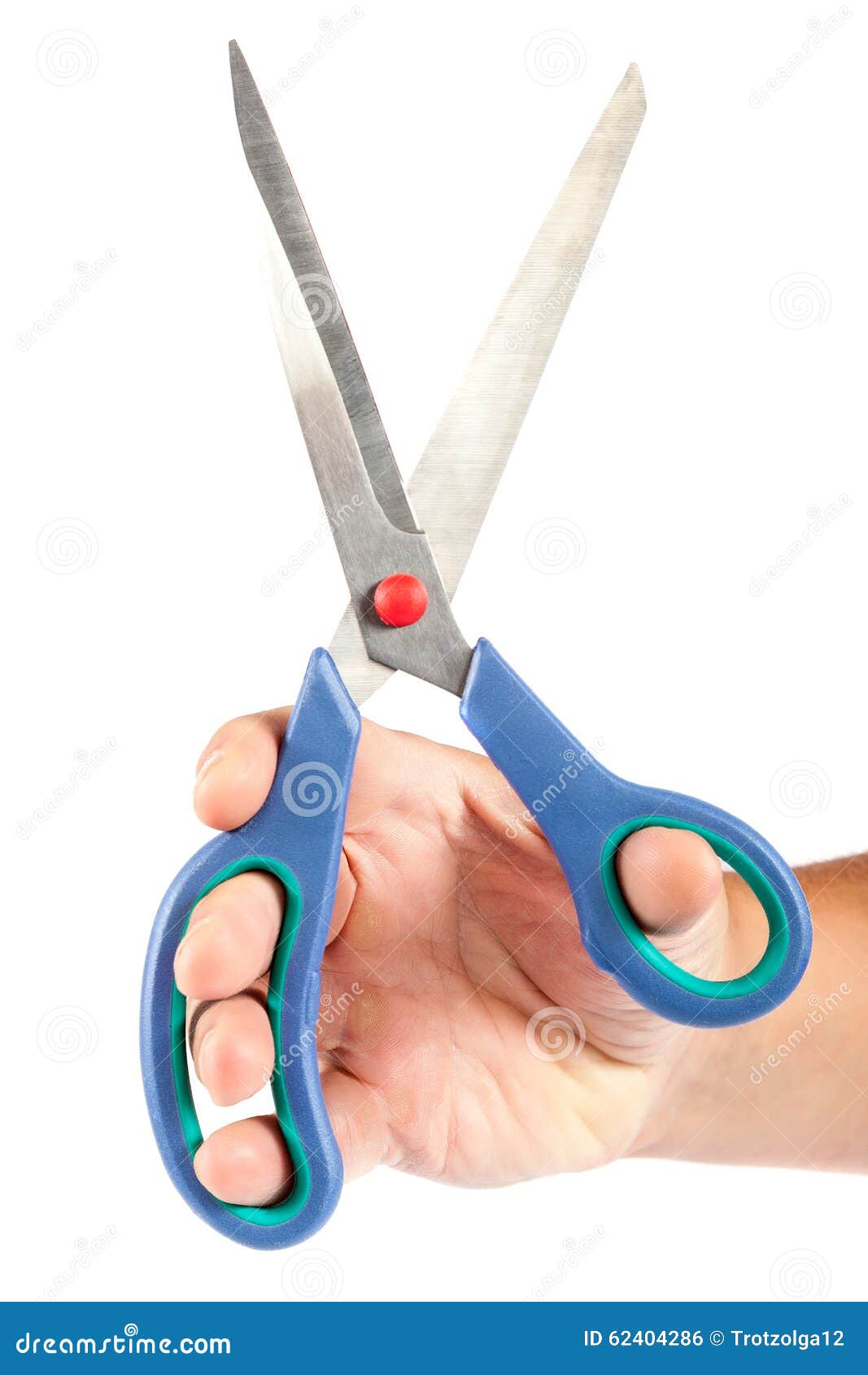 Scissors in Hand on White Background. Stock Photo - Image of open, hand ...
