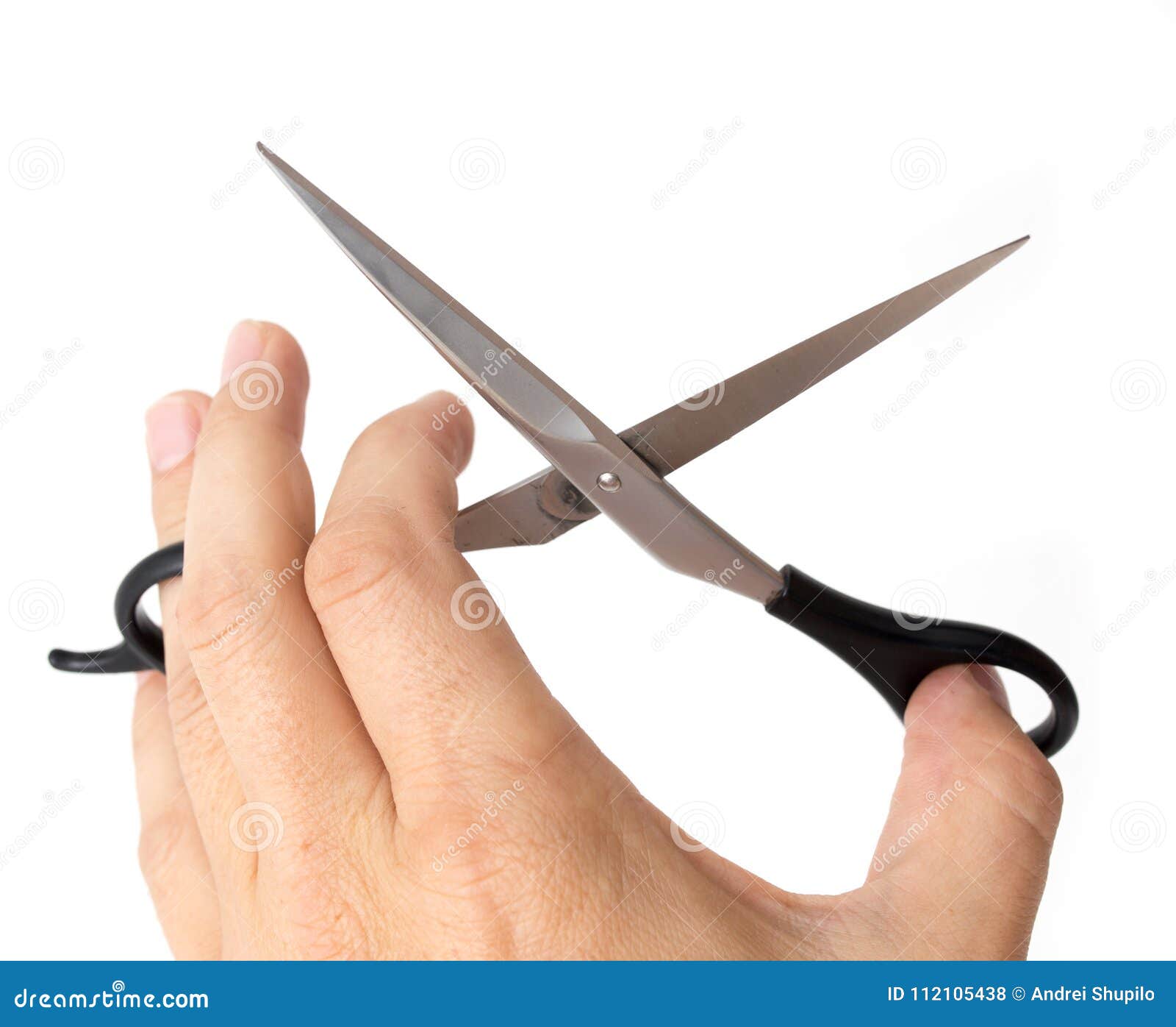 Scissors in Hand on White Background Stock Photo - Image of holding ...