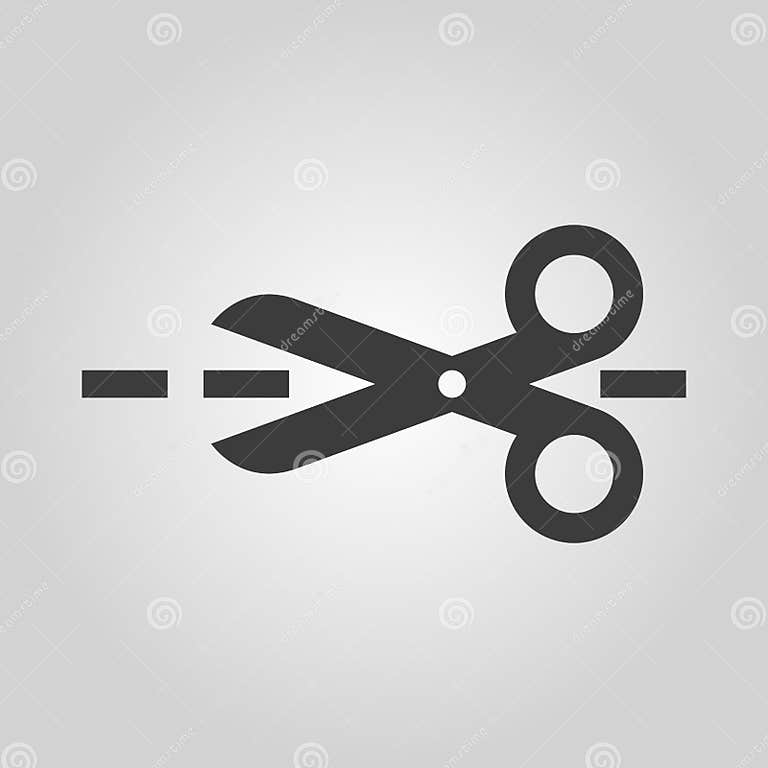 The Scissors Icon. Cut Here Symbol Stock Vector - Illustration of ...